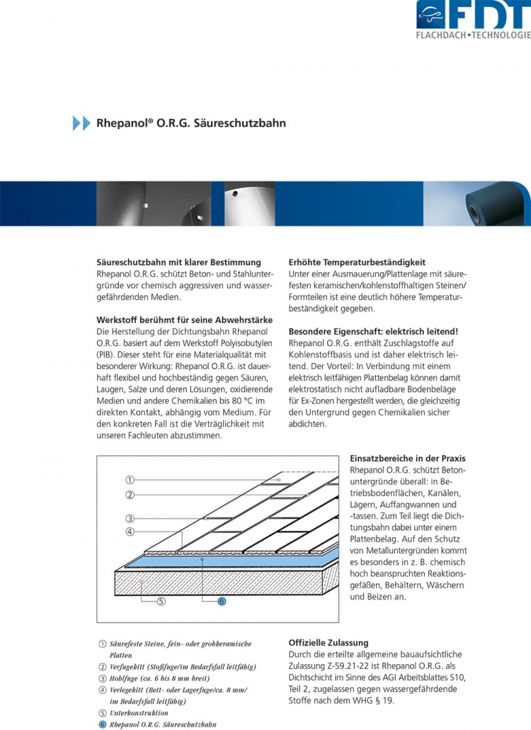 Rhepanol O.R.G Säureschutz - FDT Flachdach Technologie GmbH